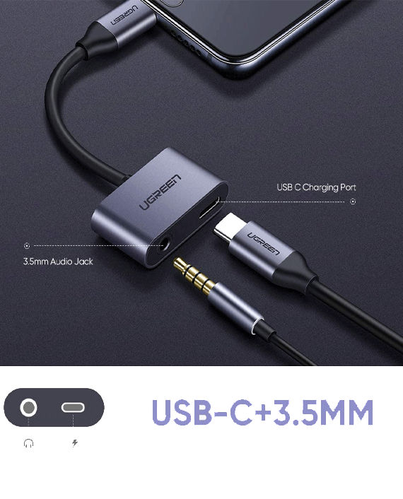 Buy Ugreen 2 Ports USB-C Hub + 3.5mm Audio in Qatar - AlaneesQatar.Qa
