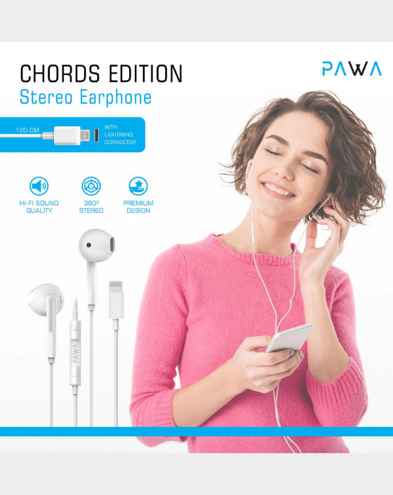 Buy PAWA Chords Series Stereo Earphone Lightning in Qatar - AlaneesQatar.Qa