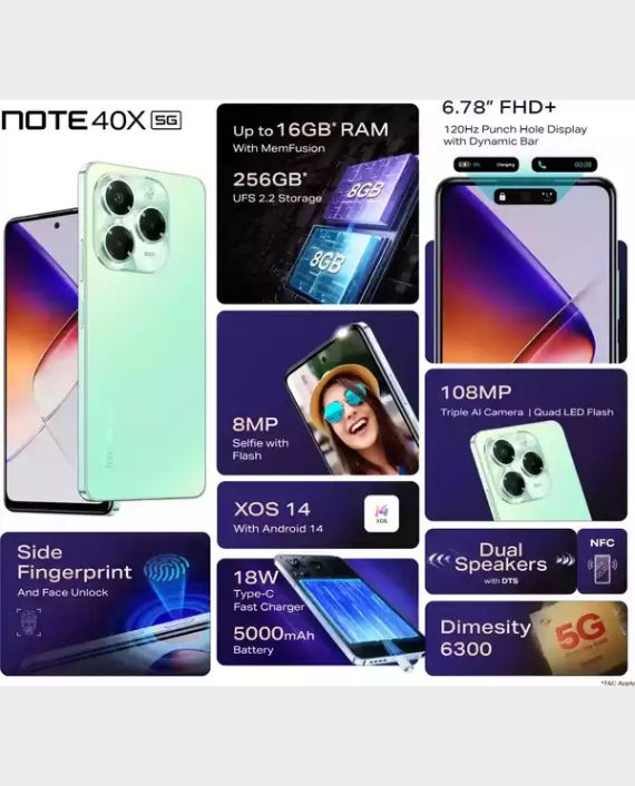 Buy Infinix Note 40X 5G (8GB 256GB - Lime Green) in Qatar - AlaneesQatar.Qa
