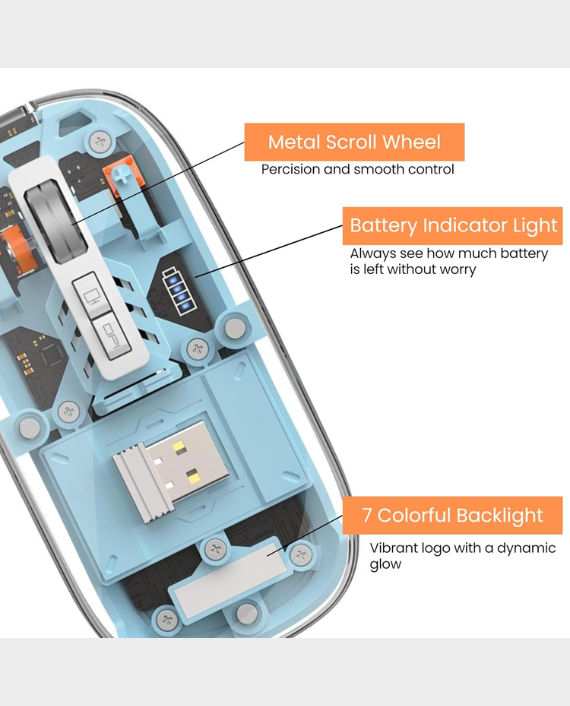 Buy WiWU WM105 Crystal Transparent Magnetic Wireless Mouse in Qatar ...
