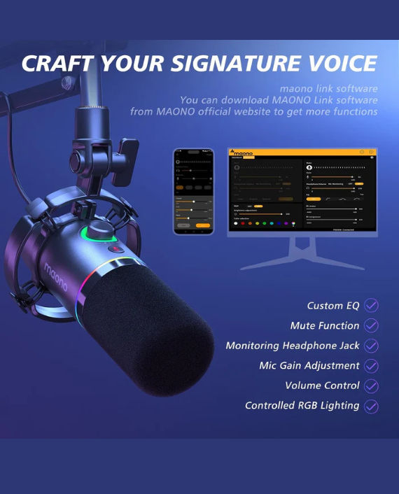 Buy Maono Dynamic Microphone Set with Boom Arm in Qatar - AlaneesQatar.Qa