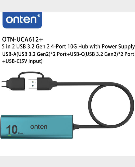 Buy Onten 5 In 2 USB 3.2 Gen 2 4-Port 10G Hub | OTN-UCA612+ (Pine Green ...
