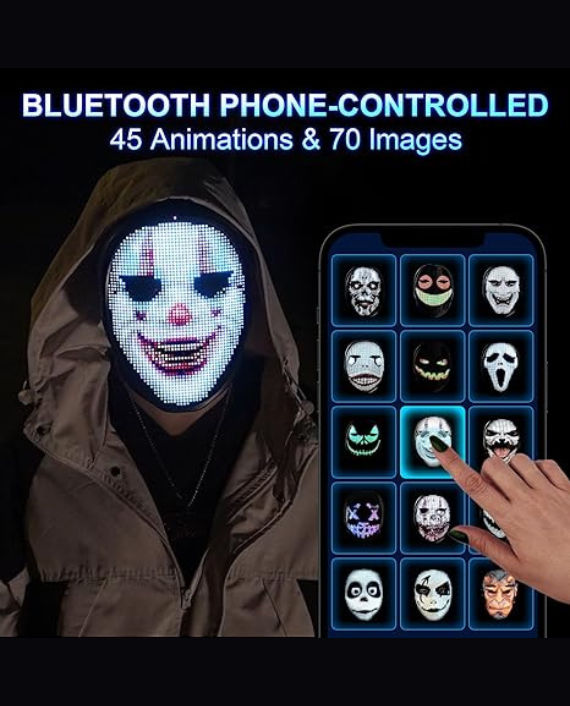 Buy Shining App Bluetooth Programmable LED Mask in Qatar - AlaneesQatar.Qa