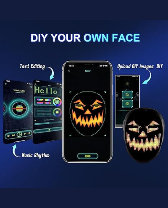 Buy Shining App Bluetooth Programmable LED Mask in Qatar - AlaneesQatar.Qa